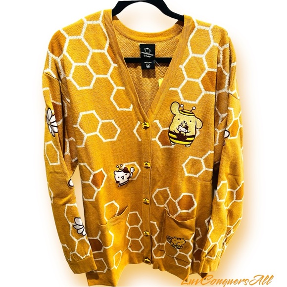 Sanrio | Sweaters | Sanrio Pompompurin And Friends Honeycomb Cardigan ...